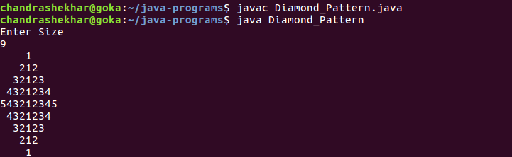 Java Program To Print Diamond Pattern Java Pattern Online Tutorialspoint