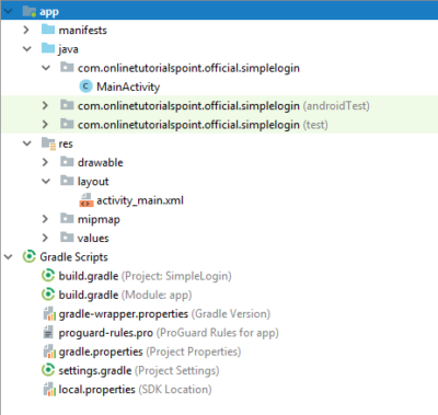 Basic Android Login Form Example - onlinetutorialspoint
