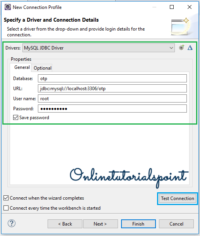 How to connect MySQL Database in Eclipse - onlinetutorialspoint