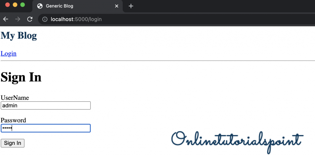 Python - Flask Login Form Example - onlinetutorialspoint